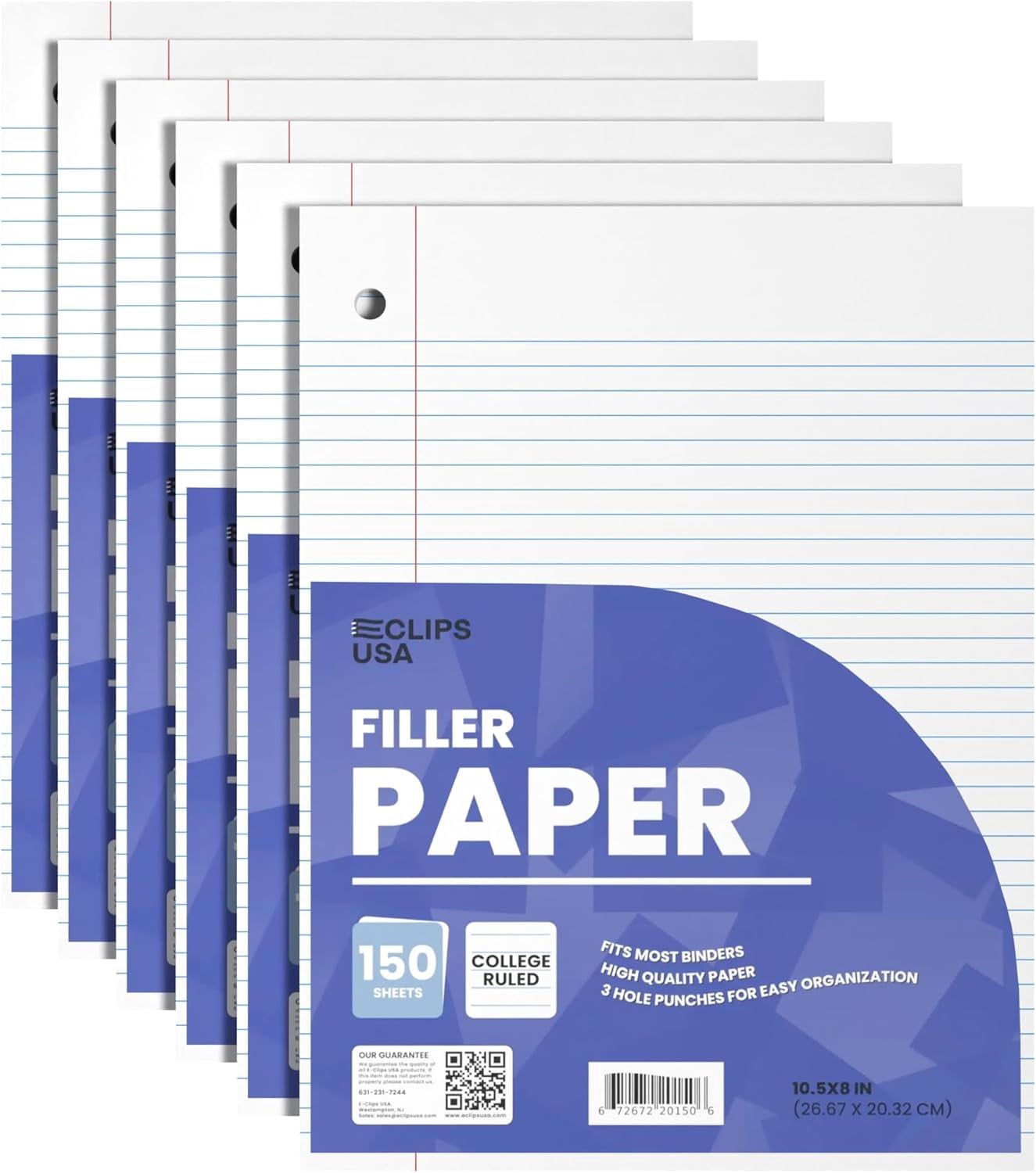 Notebook Paper, Loose Leaf Paper, College Ruled Paper, 10.5 x 8, Filler ...