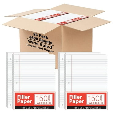 Filler Paper 600 Sheets (6pks of 100) - Wide Ruled (8n x 10in) - 3 Hole ...