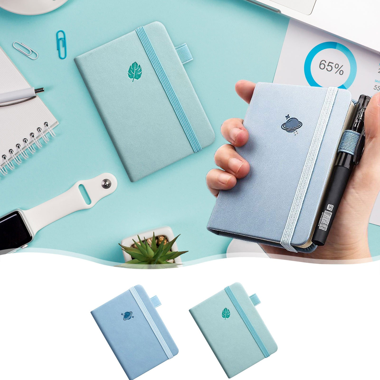 Notebooks for Work, Hwkond Small Notebook Portable Notepad Thickened Pocket Mini A6 English Book ...