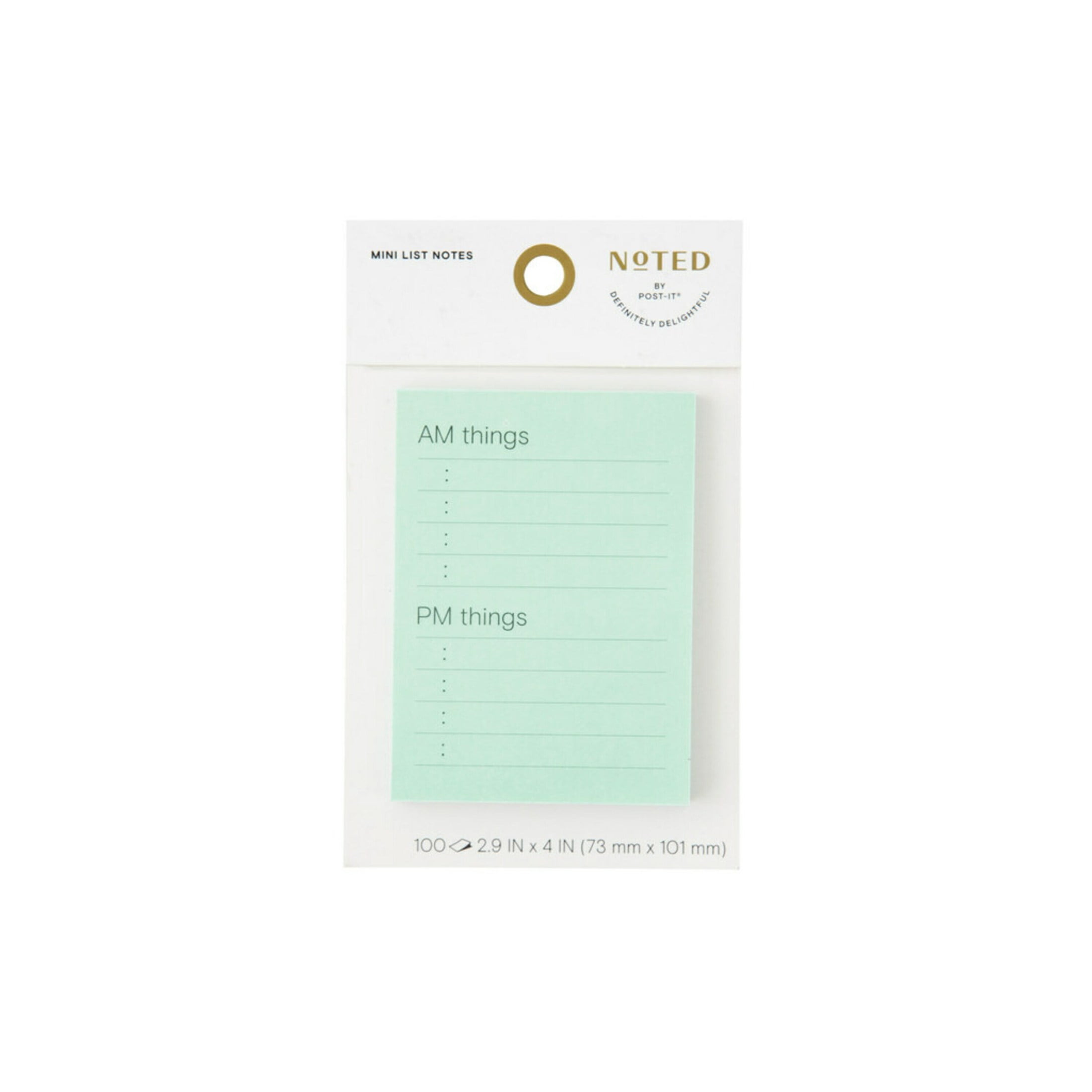 Noted by Post-it "AM/PM" Notes, Mint Green, Lined, 2.9 in. x 4 in., 100 ...