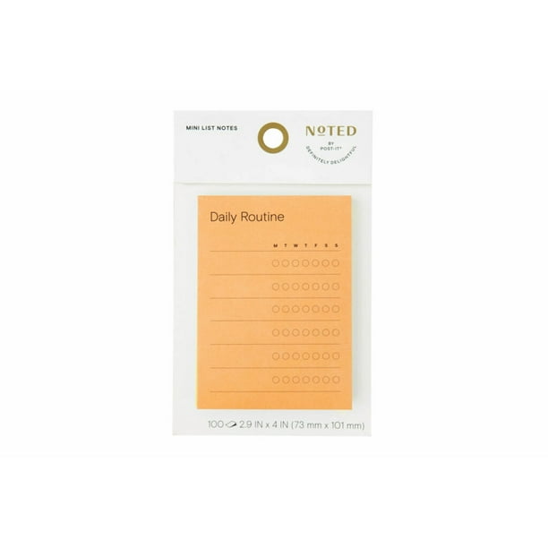 Noted by Post-it "Daily Routine" Notes, Orange, Lined, 2.9 in. x 4 in ...