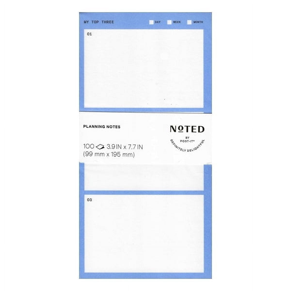 Noted by Post-it My Top Three Planning Notes Note Pad - Blue (100 ...