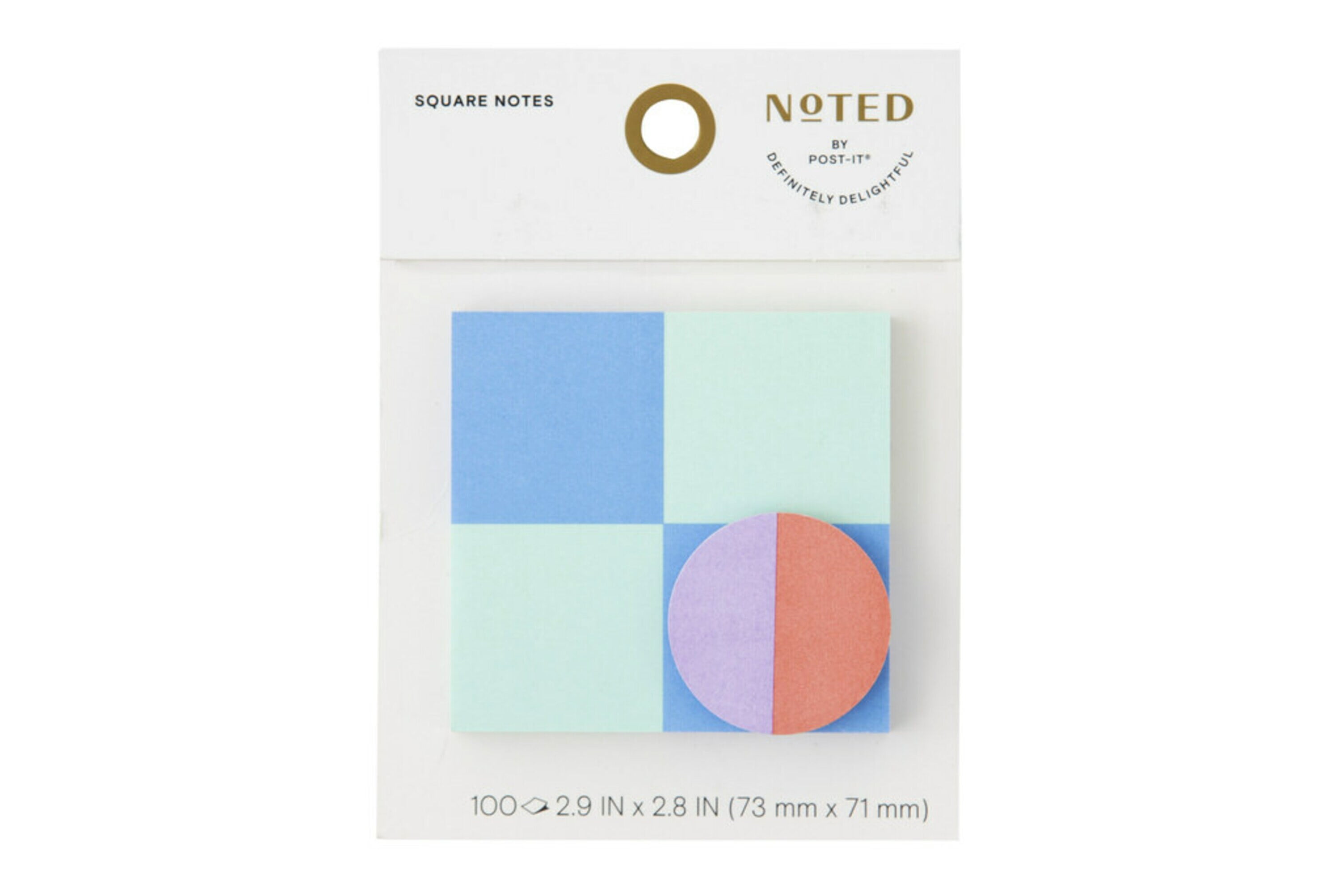 Noted by Post-it Notes, Blue and Green Square & Pink and Purple Round ...