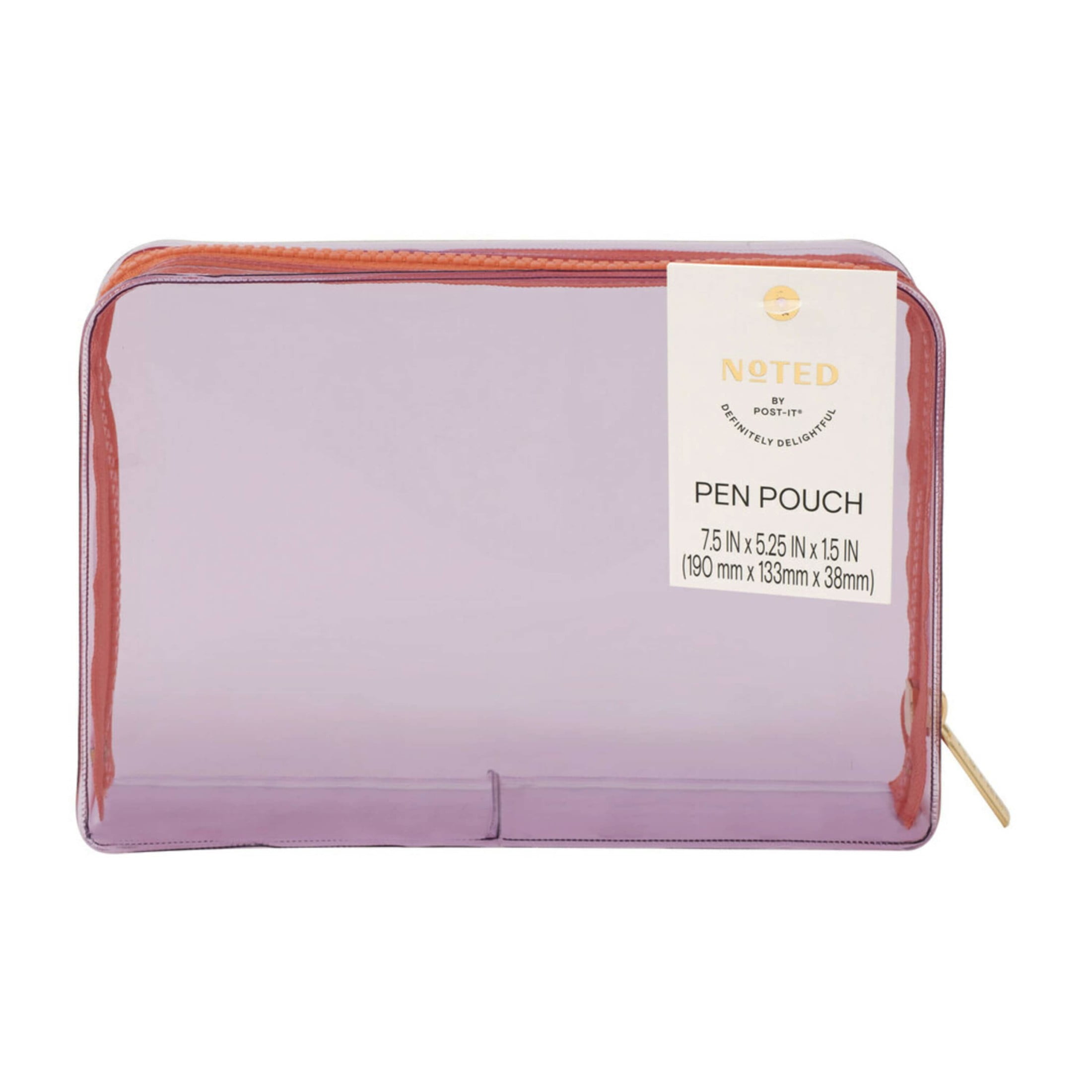 Noted by Post-it Pen Pouch, Lilac Transparent Plastic with Zipper, 7.5 ...