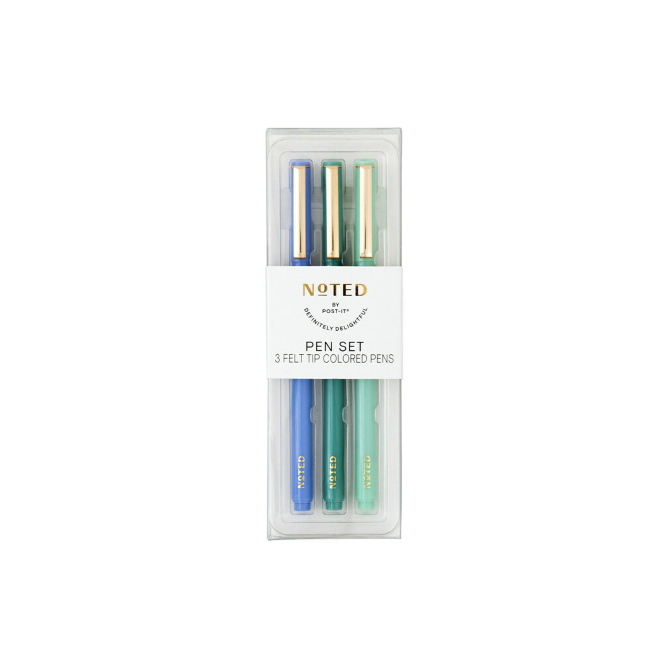 Noted by Post-it Pen Set, Periwinkle, Teal, Mint, Felt tip, 3 Pens ...