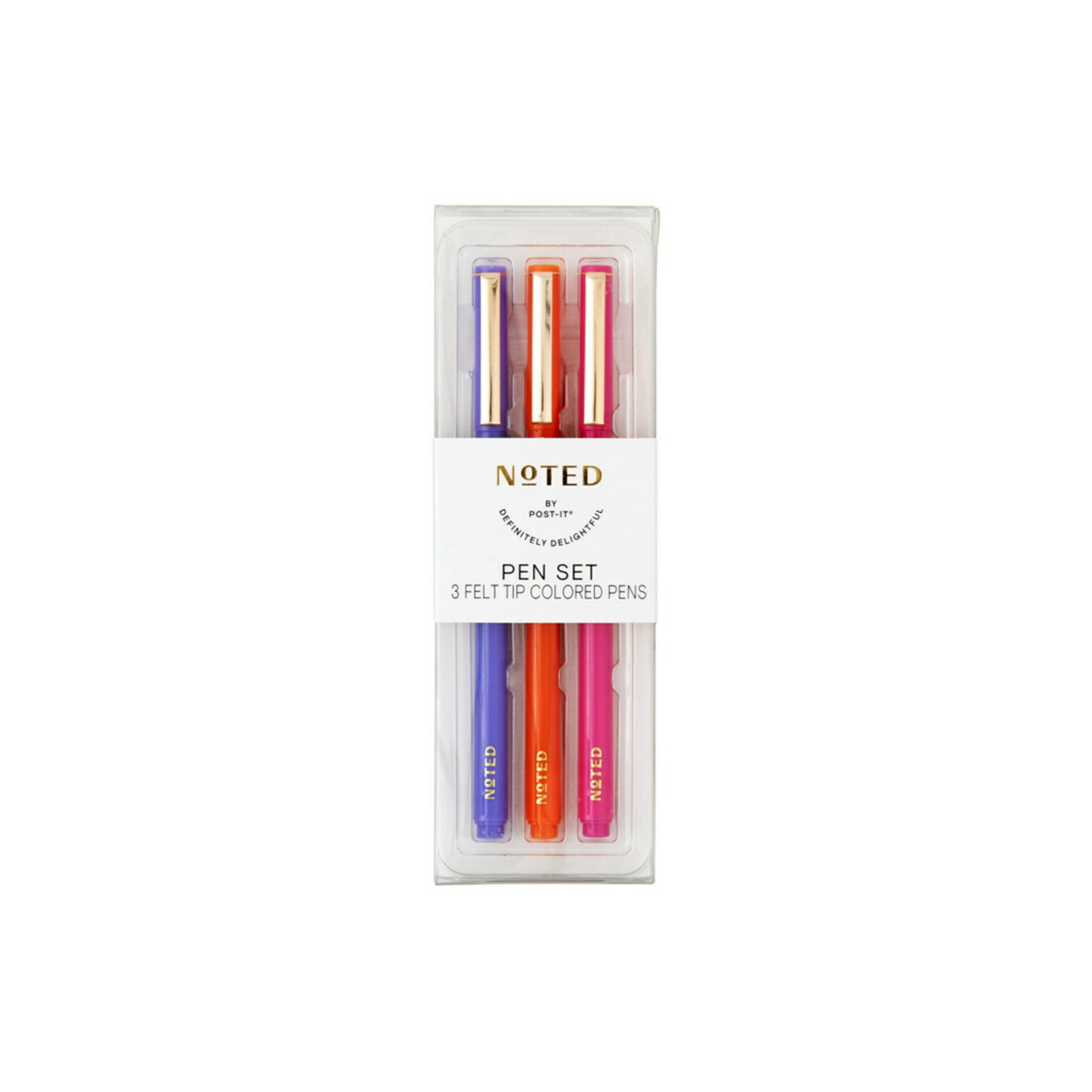 Noted by Post-it Pens, Purple, Pink, Orange, Felt Tip, 3 Pens - Walmart.com