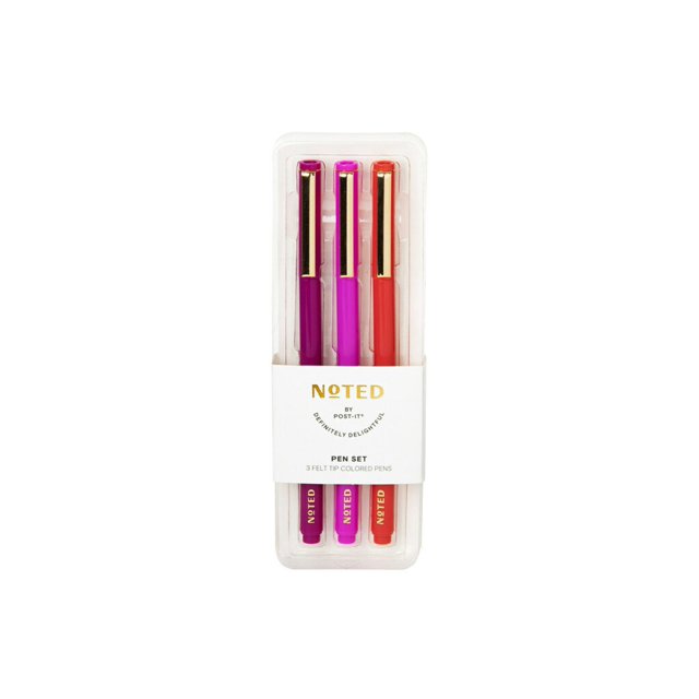 Noted by Post-it®, Pink Pens, Felt tip, Ink color matches barrel, 3 ...
