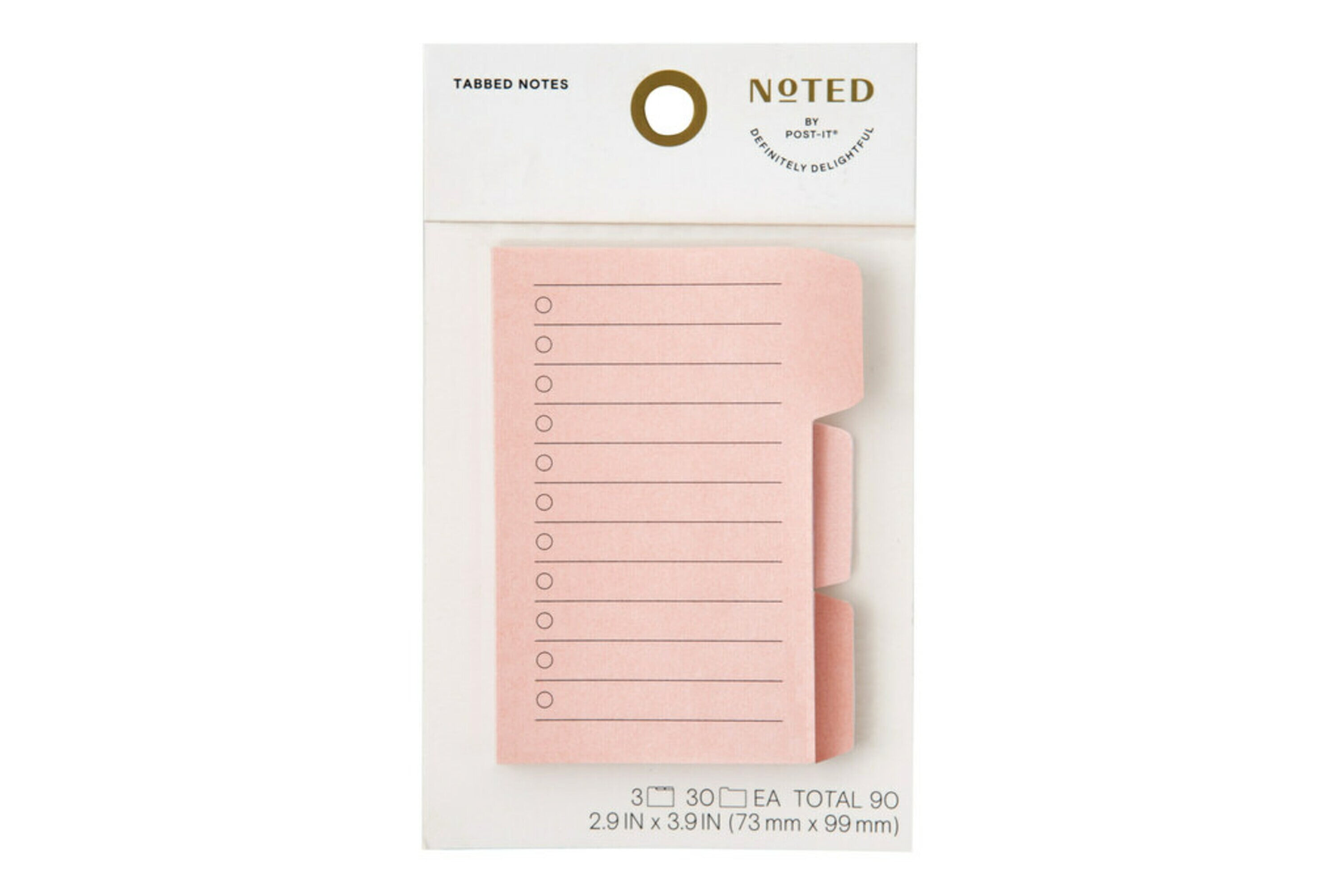 Noted by Post-it, Pink Tab Notes, 3 in. x 4 in., 3 Pads, 90 Sheets ...