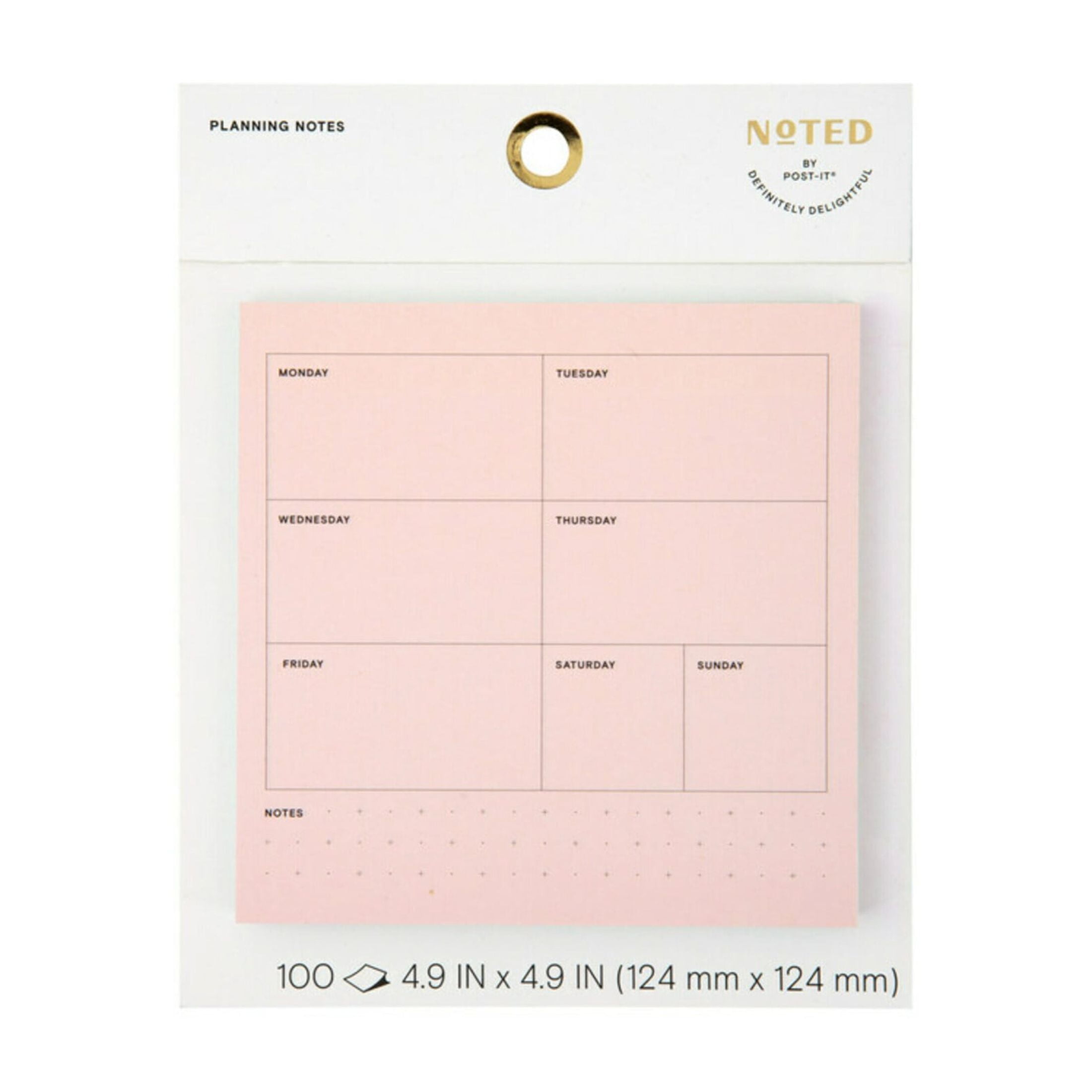 Noted by Post-it, Pink Weekly Planning Notes, 4.9 in. x 4.9 in., 100 ...