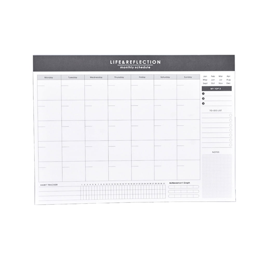 Notepad with Tear Off Sheets Monthly Calendar Pad Hourly Schedule ...