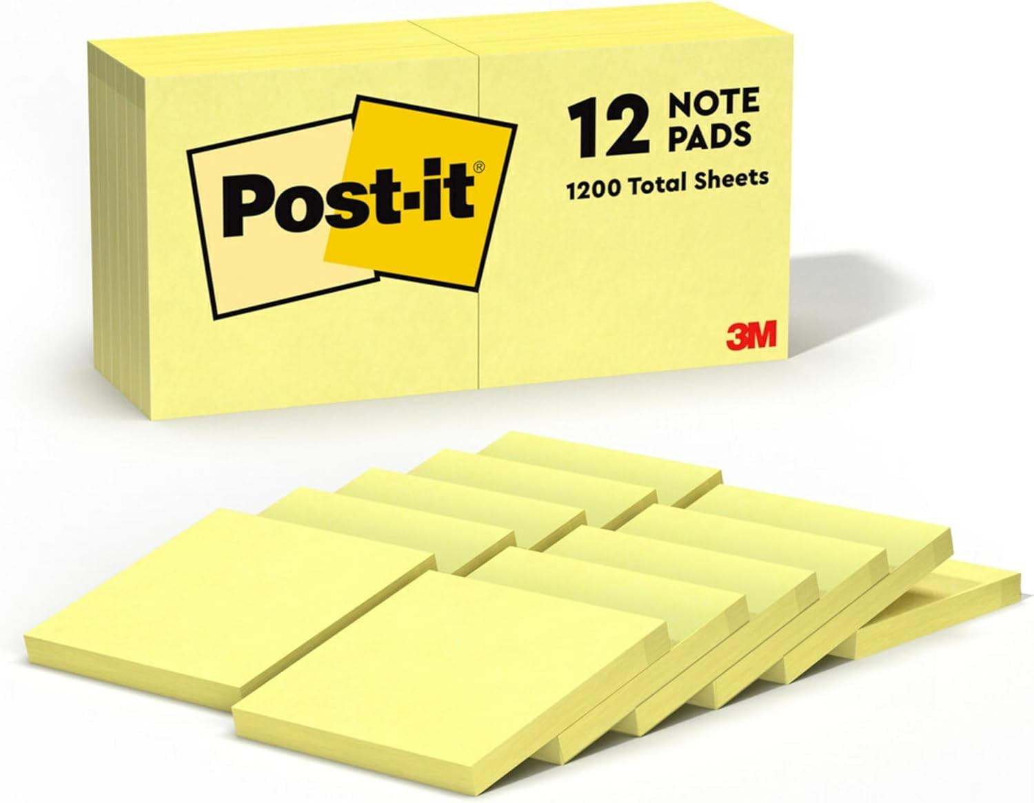 Notes 3x3 in, 12 Pads, America's #1 Favorite , Canary Yellow, Clean ...