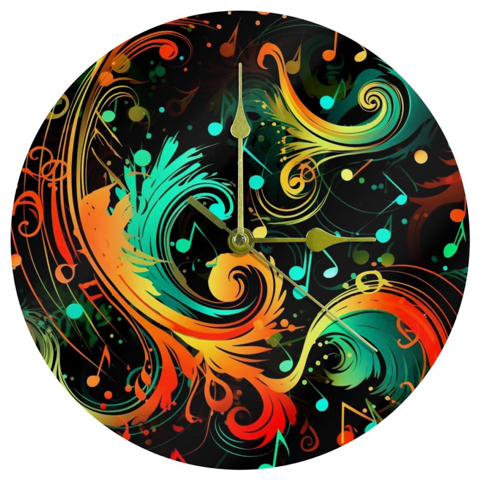 Notes 9.8 Inch Round Acrylic Wall Clock - Silent Non Ticking Battery ...