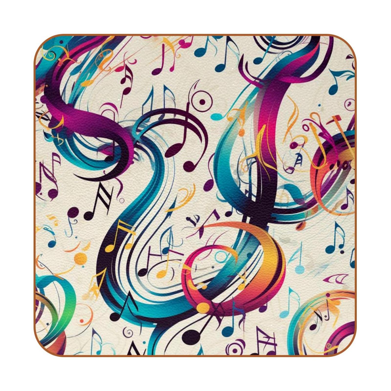 Notes Microfiber Leather Square Coasters (6PCS) - Set of 6 Modern Drink ...