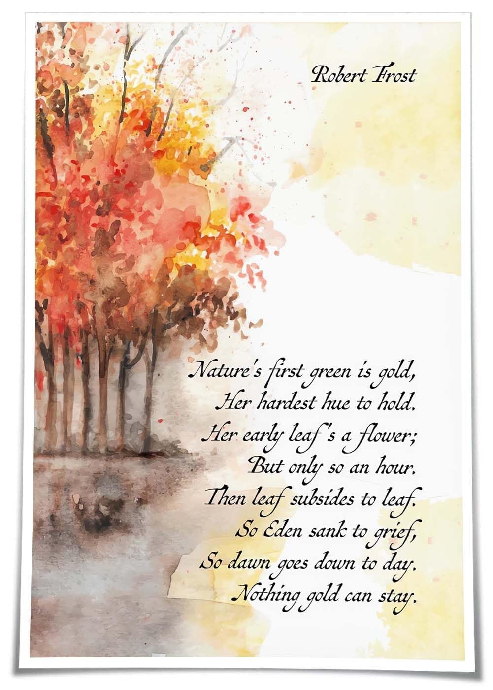 Nothing Gold Can Stay Poem Wall Art Print Vintage Poetry Quote Poster ...