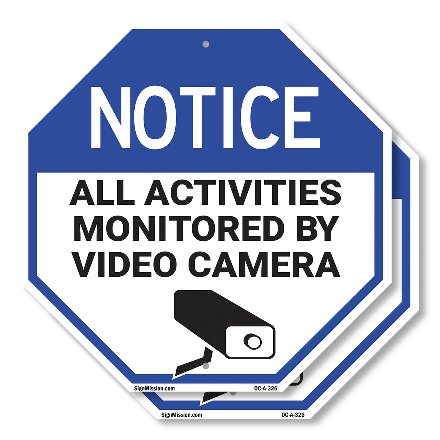 Notice All Activities Monitored by Video Camera (2 Pack) 6 inch X 6 ...