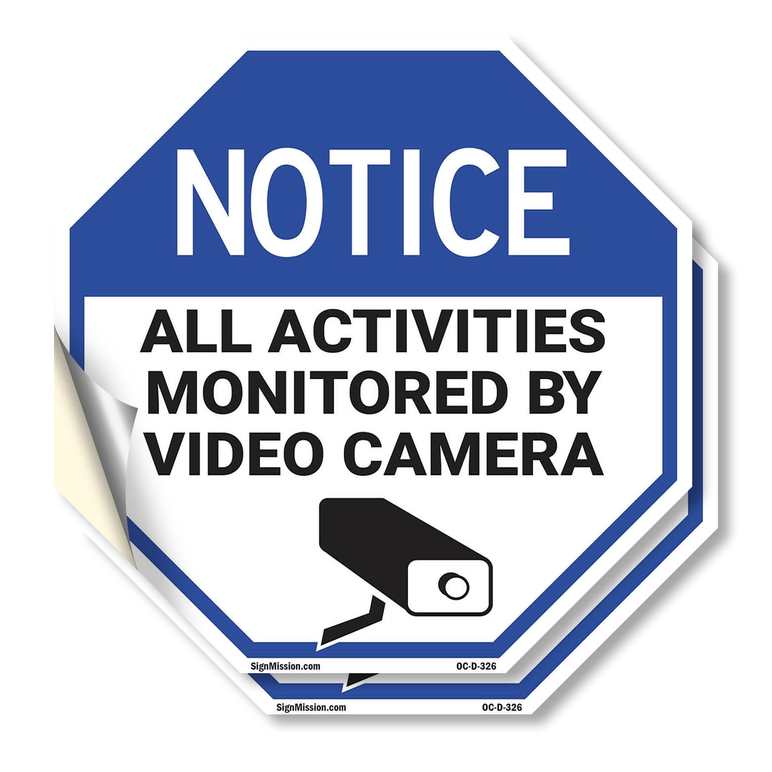 Notice All Activities Monitored by Video Camera (2 Pack) 6 inch X 6 ...