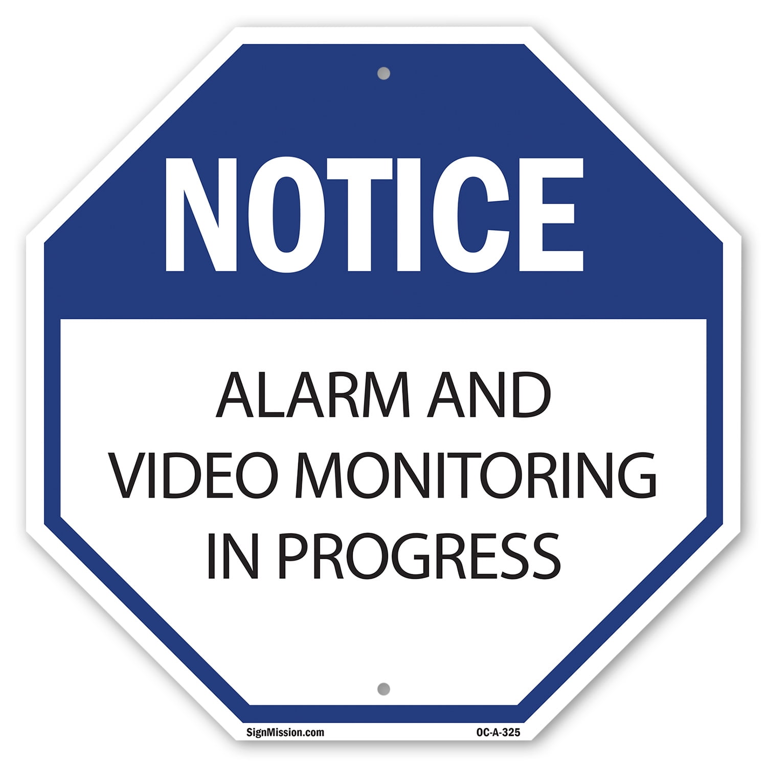 Notice Alarm and Video Monitoring in Progress 18 inch X 18 inch Octagon ...