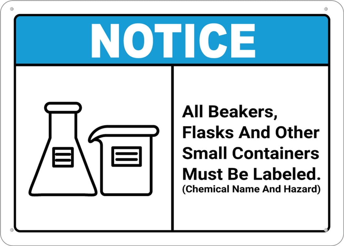 Notice All Beakers Flasks And Other Small Containers Sign 8"X12" Rust ...