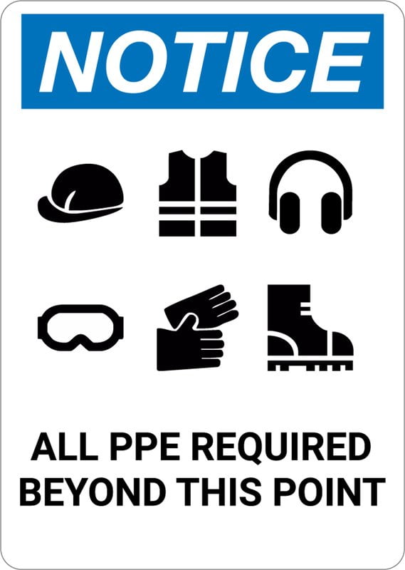 Notice All Ppe Required Six Ppe Icons Sign Metal 12"X8" Rust Free ...