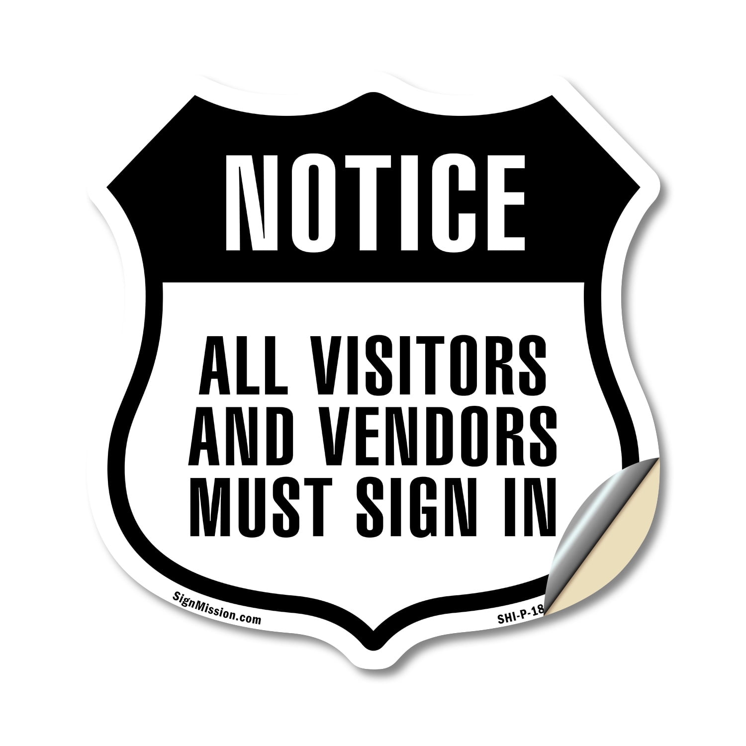 Notice All Visitors And Vendors Must Sign In (5 Pack) 4 inch X 4 inch ...