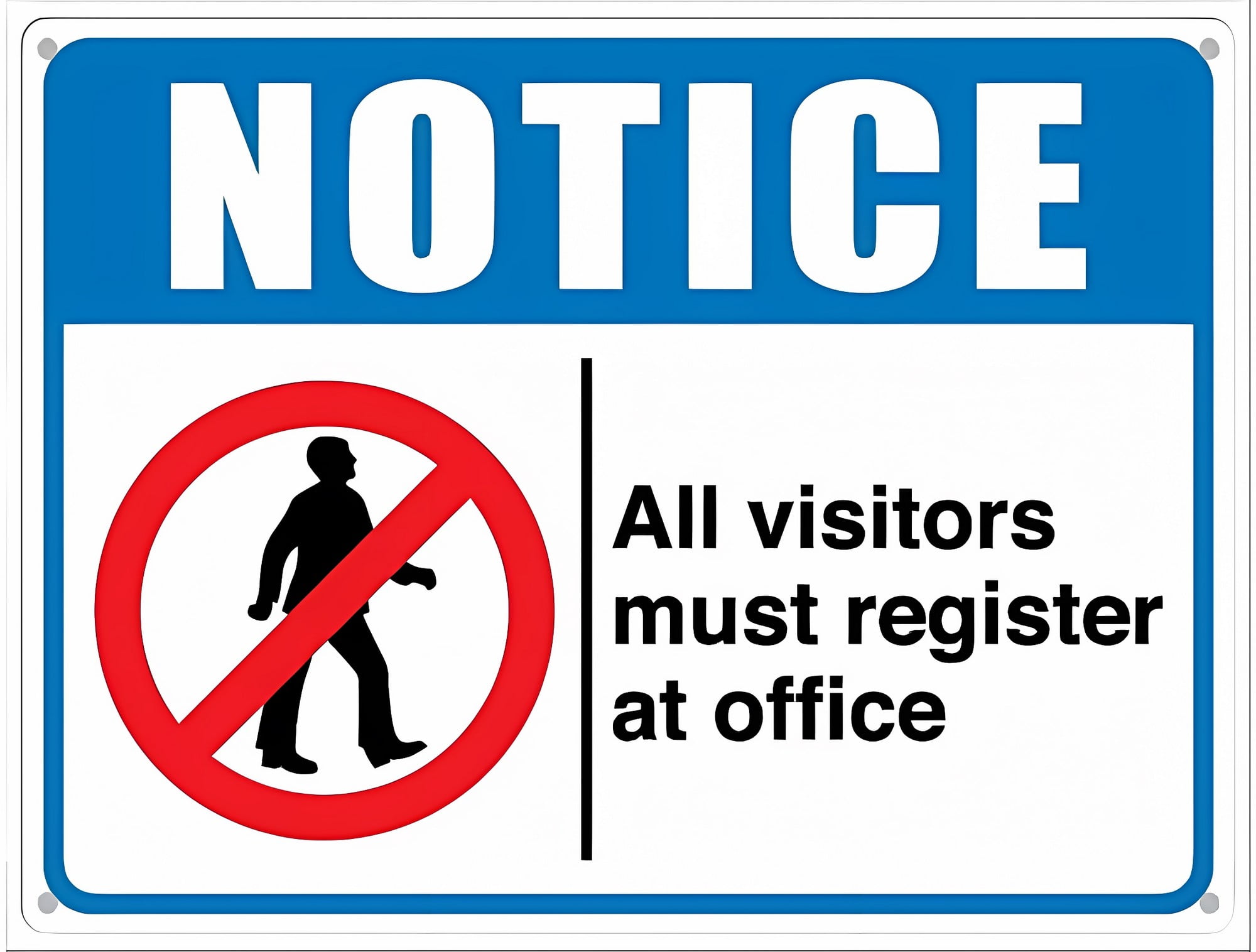 Notice All Visitors Must Register at Office Sign - 8"x12" Aluminum Tin ...