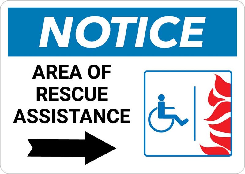 Notice Area Of Rescue Assistance With Fire Right Arrow Retro Aluminum ...