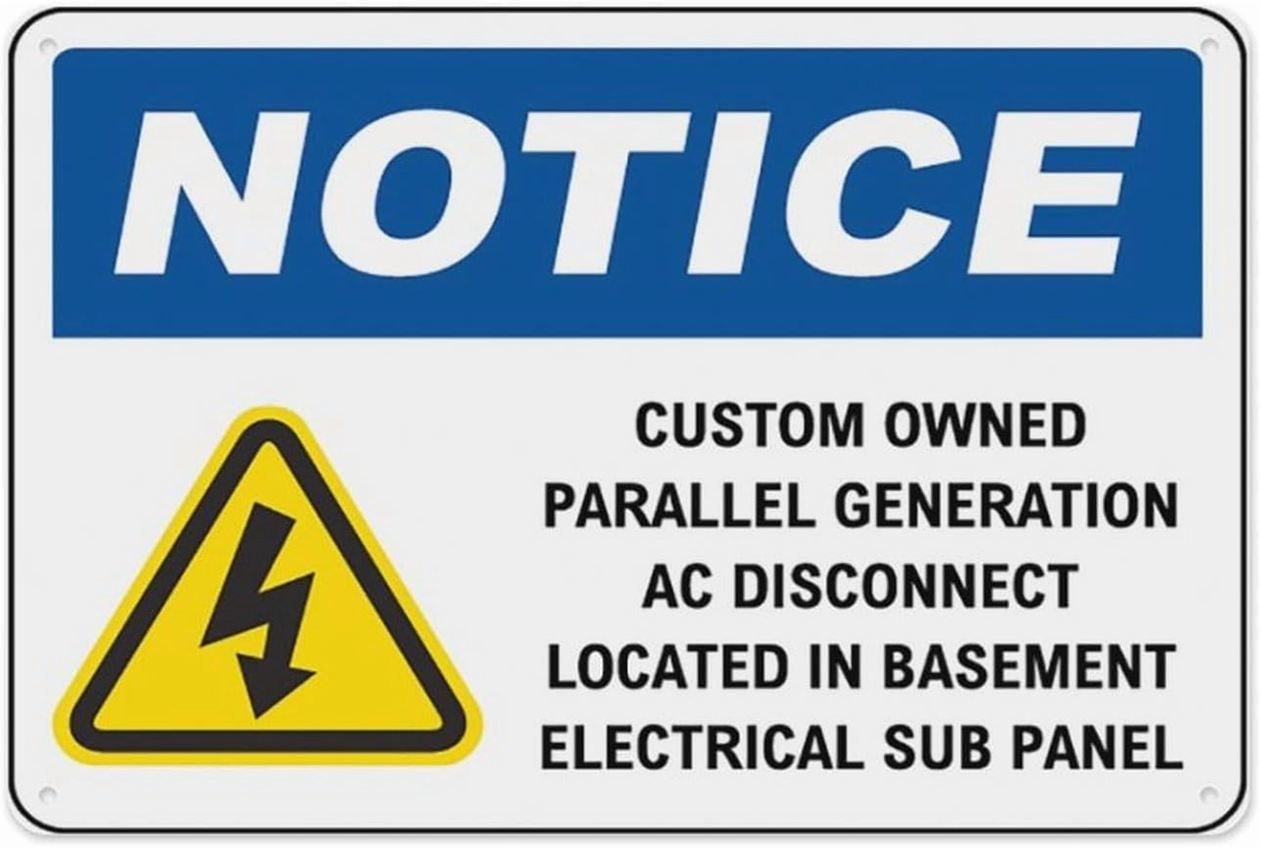 Notice Basement Electrical Sub Panel Sign 8"x12" - Aluminum Tin Warning ...