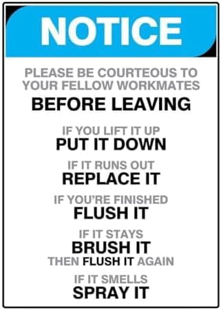 Notice Bathroom Etiquette Metal Tin Sign Facility Safety Guide Indoor ...