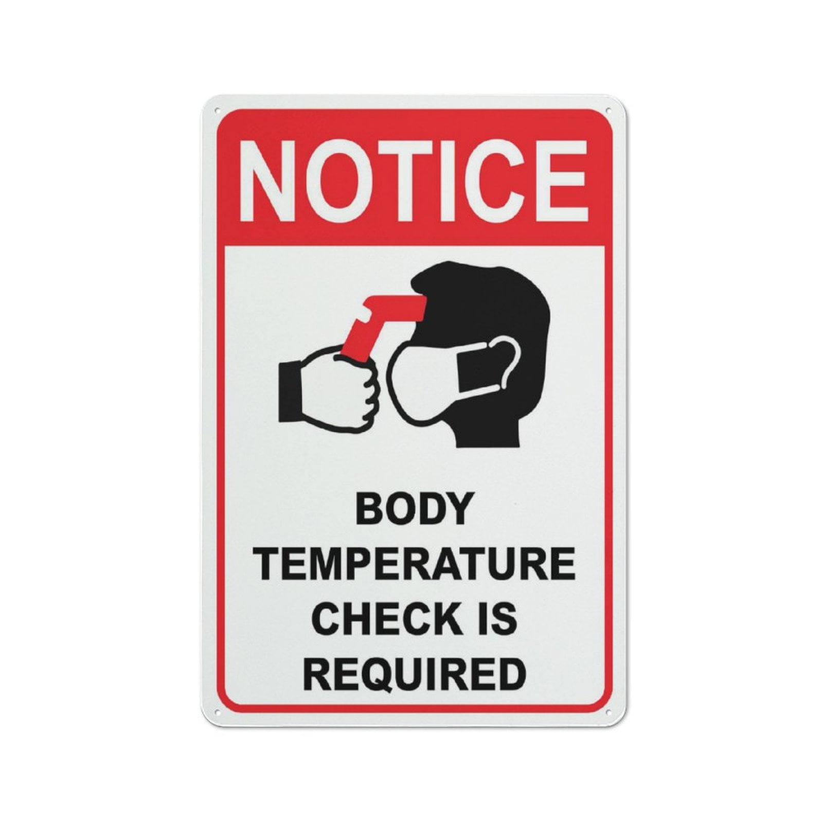 Notice Body Temperature Check Is Required Red Sign Outdoor Metal Sign ...
