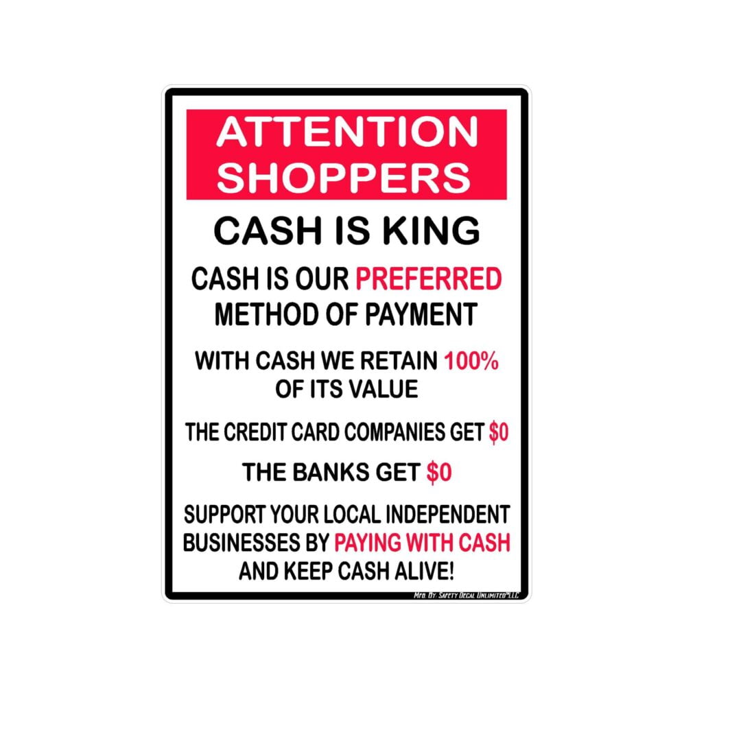 Notice Cash is King Preferred Method of Payment Request Black Red White ...