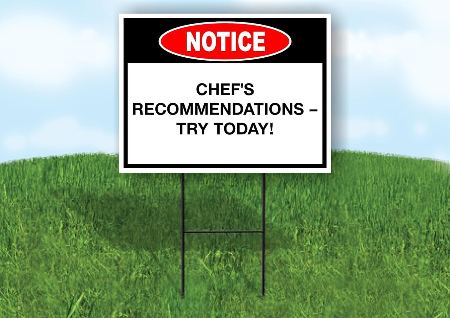 Notice Chef's Recommendations Try Today Single Sided 18 in x 24 in Yard ...