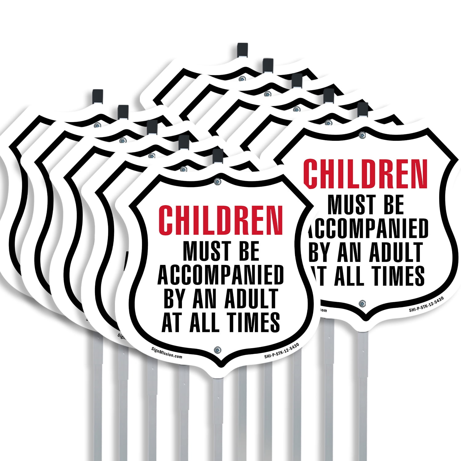 Notice Children Must Be Accompanied by an Adult At All Times (10 Pack ...