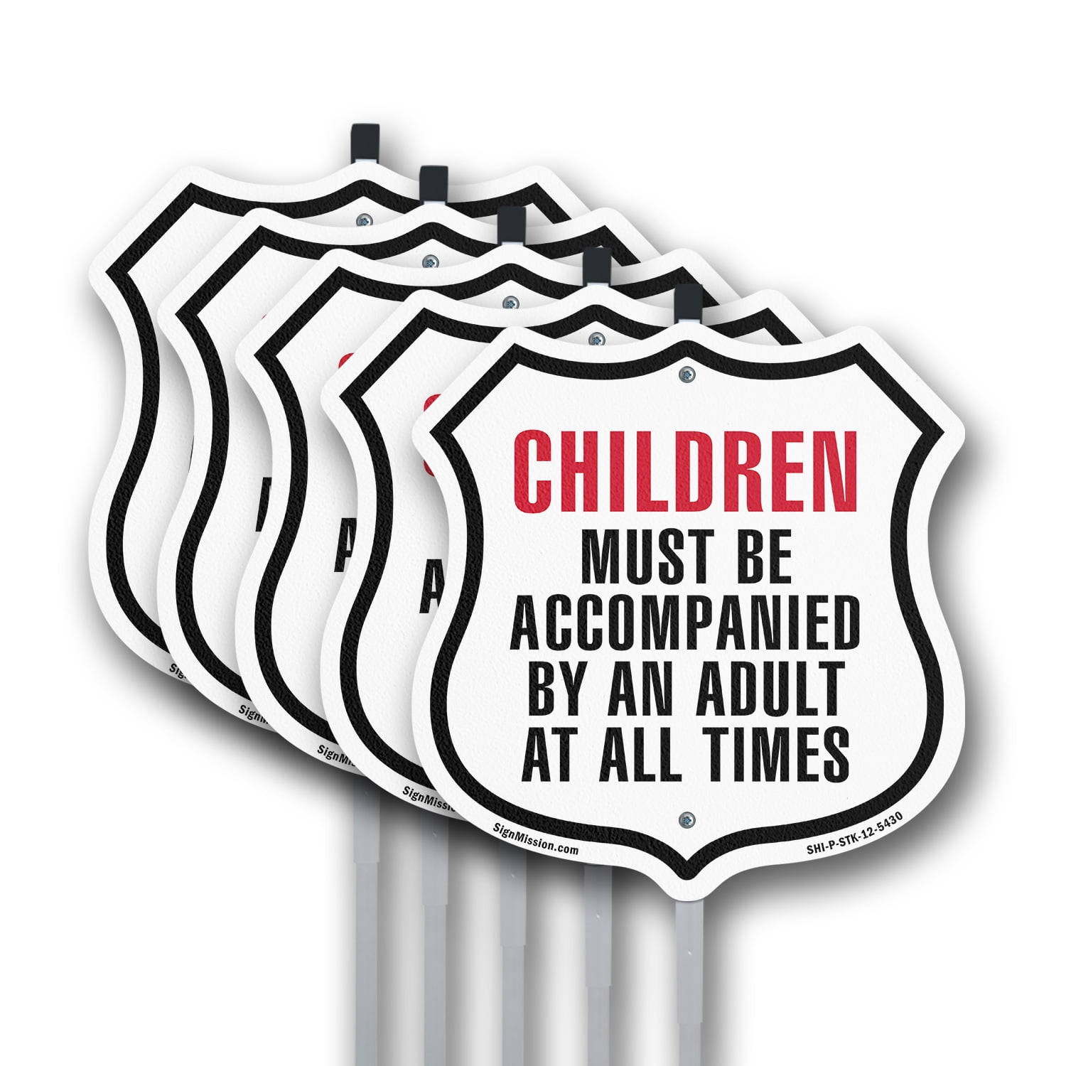 Notice Children Must Be Accompanied by an Adult At All Times (5 Pack ...