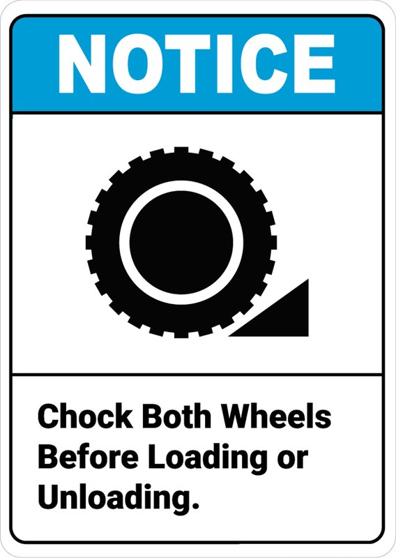 Notice Chock Both Wheels Before Loading Unloading Wheel Chock Icon Sign ...