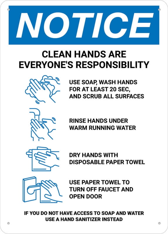 Notice Clean Hands Are Everyones Responsibility Sign Outdoor, Uv Printed Rust Free Aluminum 12 X ...