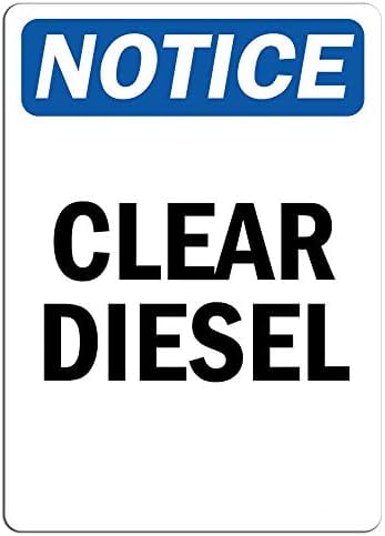 Notice - Clear Diesel Sign | Label Decal Retail Store Sign Sticks to ...
