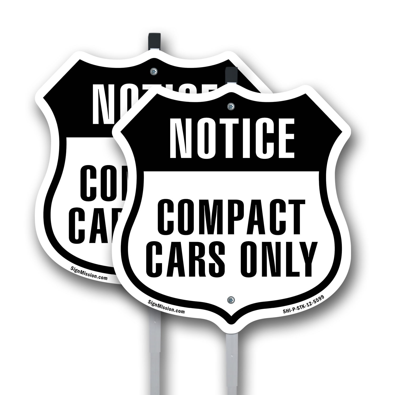Notice Compact Cars Only (2 Pack) 12 inch X 12 inch Shield Shaped ...