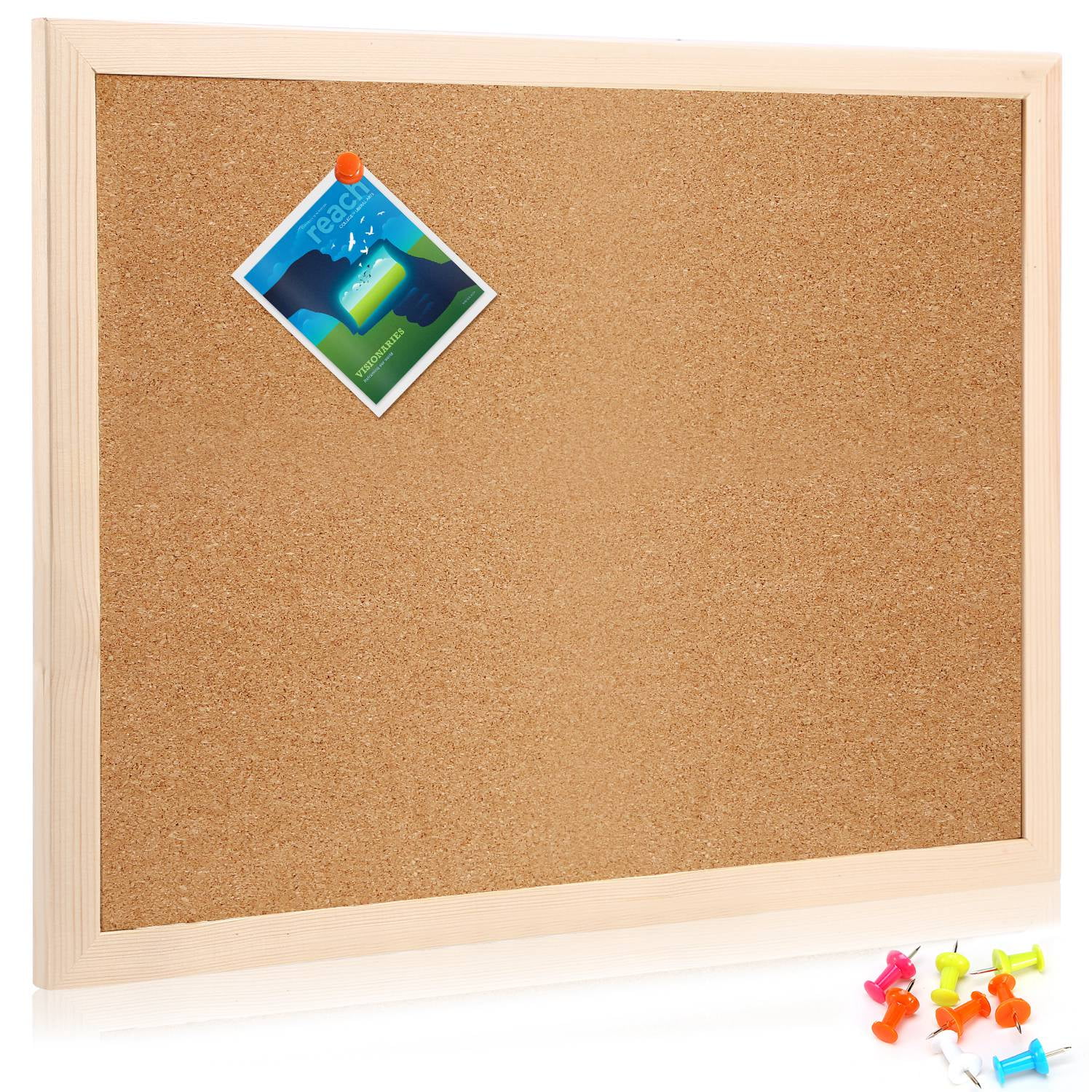 Notice Cork Board Double Sided Bulletin Board with Wood Frame Pushpin ...