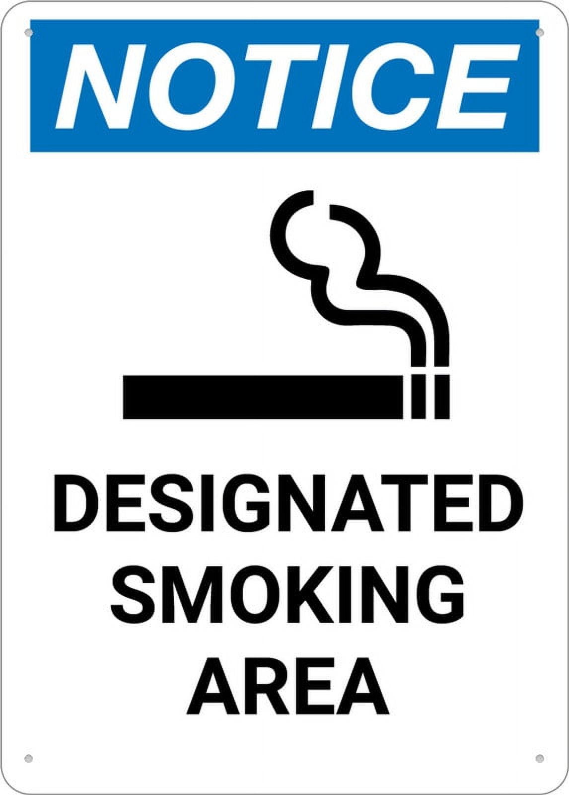 Notice Designated Smoking Area Sign Outdoor Metal Sign - 12 X 8 Metal ...