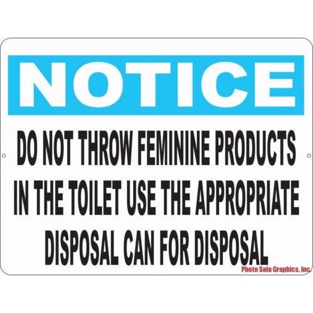 Notice Do Not Throw Feminine Products in Toilet Sign - Walmart.com