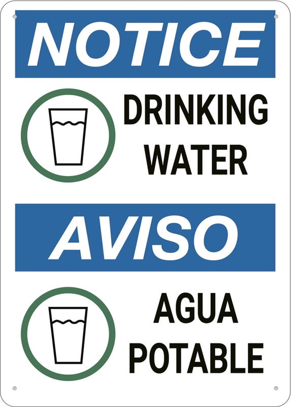 Notice Drinking Water Agua Potable Sign 12X8 Inch Tin Sign Great For ...