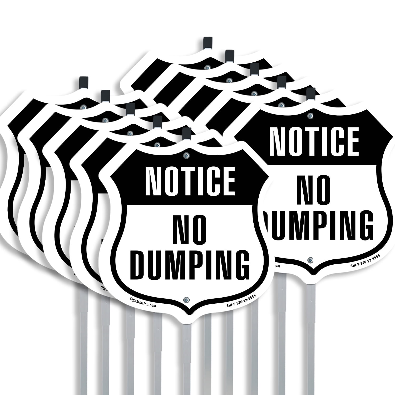 Notice No Dumping (10 Pack) 12 inch X 12 inch Shield Shaped Rust-Free ...