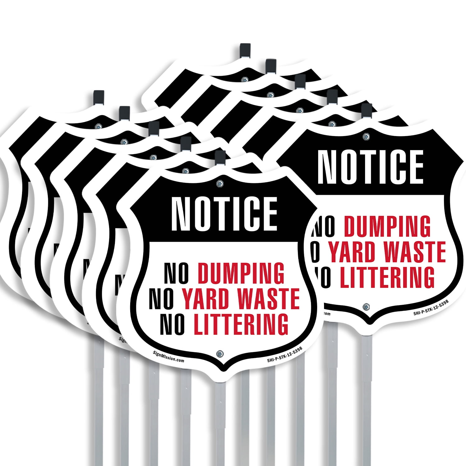 Notice No Dumping No Yard Waste No Littering (10 Pack) 12 inch X 12 ...