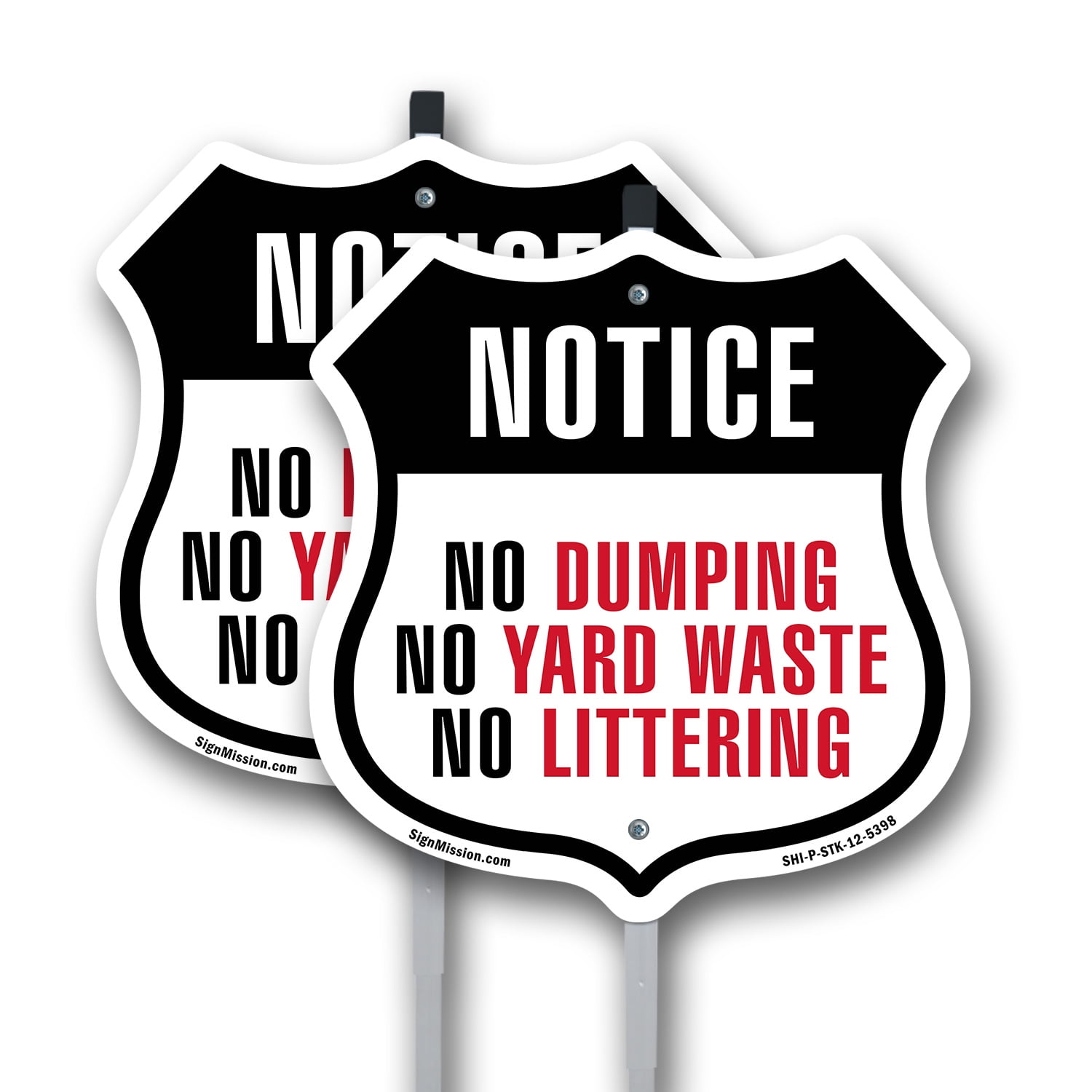 Notice No Dumping No Yard Waste No Littering (2 Pack) 12 inch X 12 inch ...