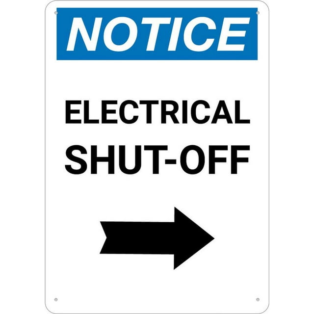 Notice Electrical Shut Off Portrait With Right Arrow 12X8 Inch Aluminum ...