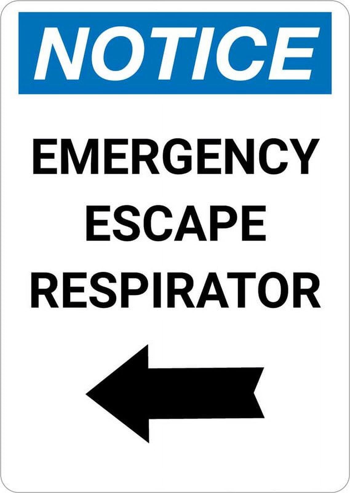 Notice Emergency Escape Respirator With Left Arrow Funny Vintage Tin ...