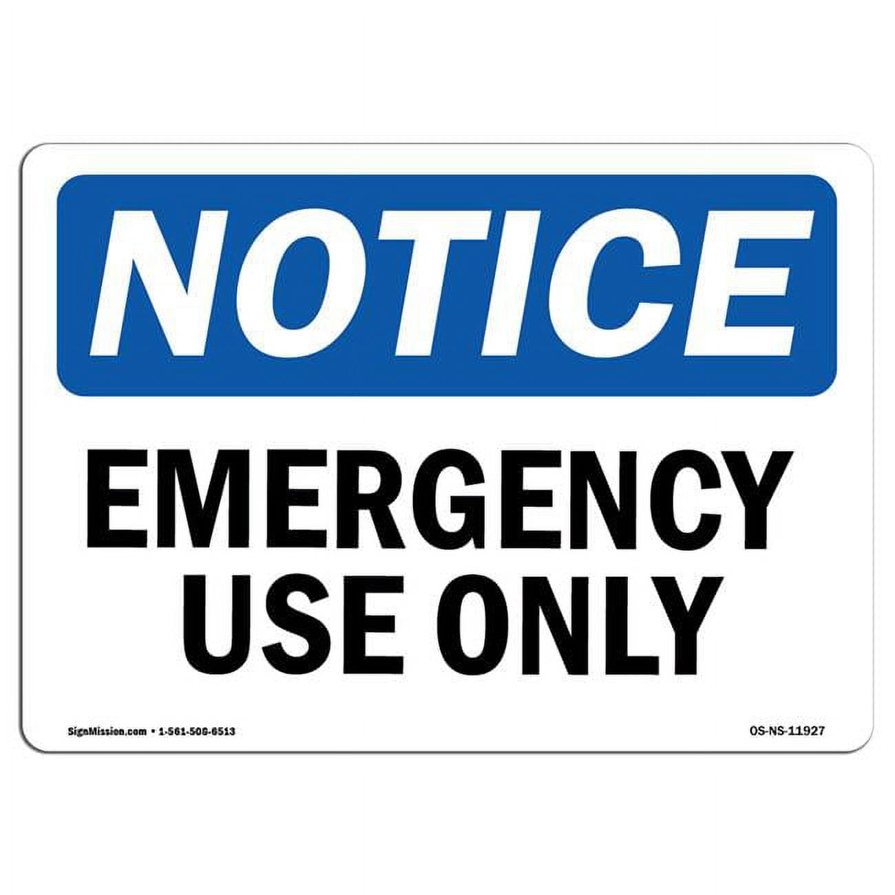 Notice Emergency Use Only OSHA Decal Sign - Walmart.com