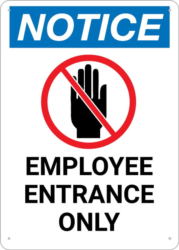 Notice Employee Entrance Only With No Entry Hand Icon Portrait Sign ...