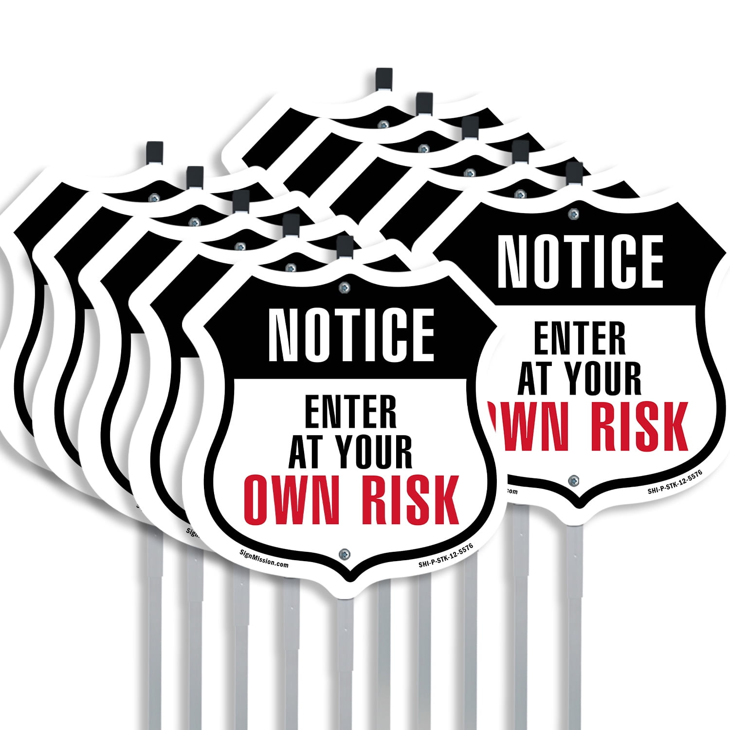 Notice Enter at Your Own Risk (10 Pack) 12 inch X 12 inch Shield Shaped ...