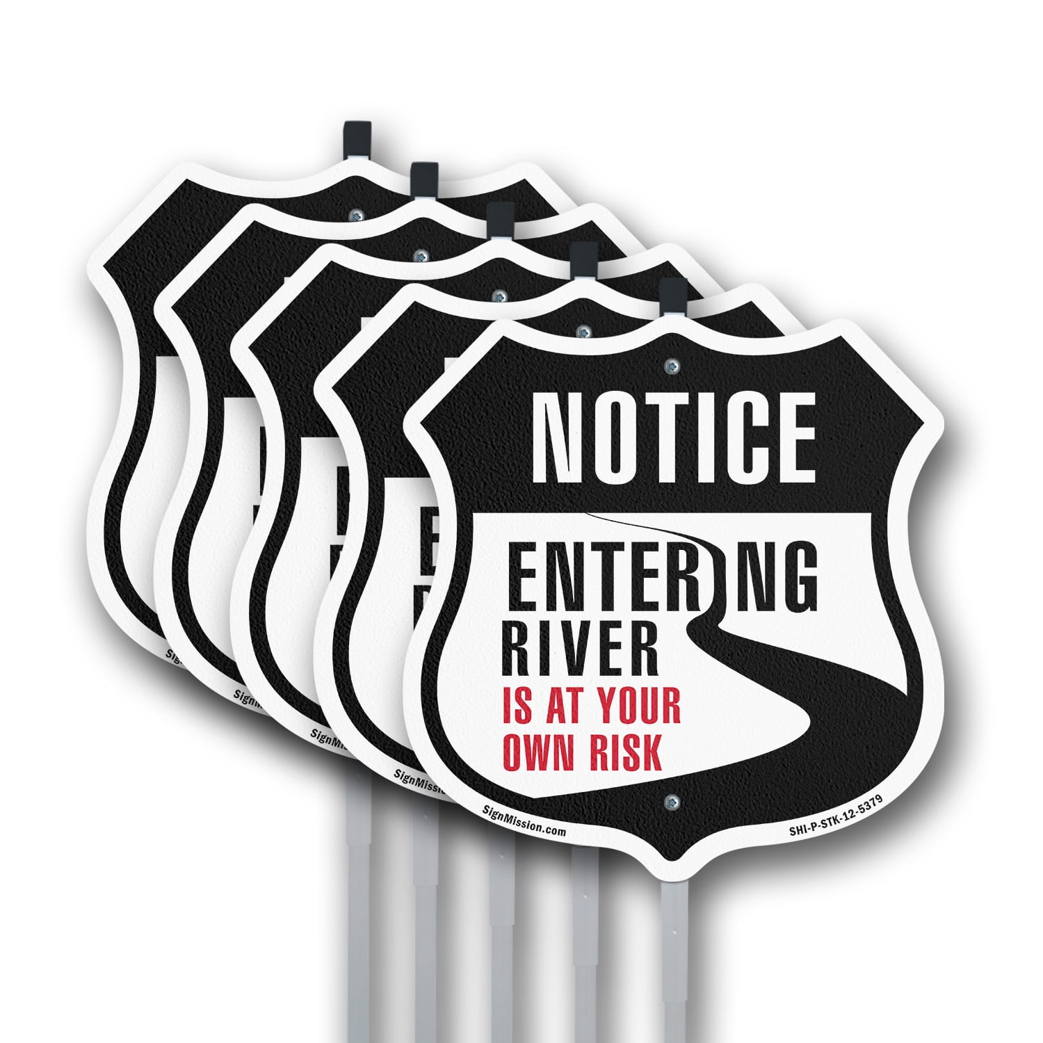 Notice Entering The River Is At Your Own Risk (5 Pack) 12 inch X 12 ...